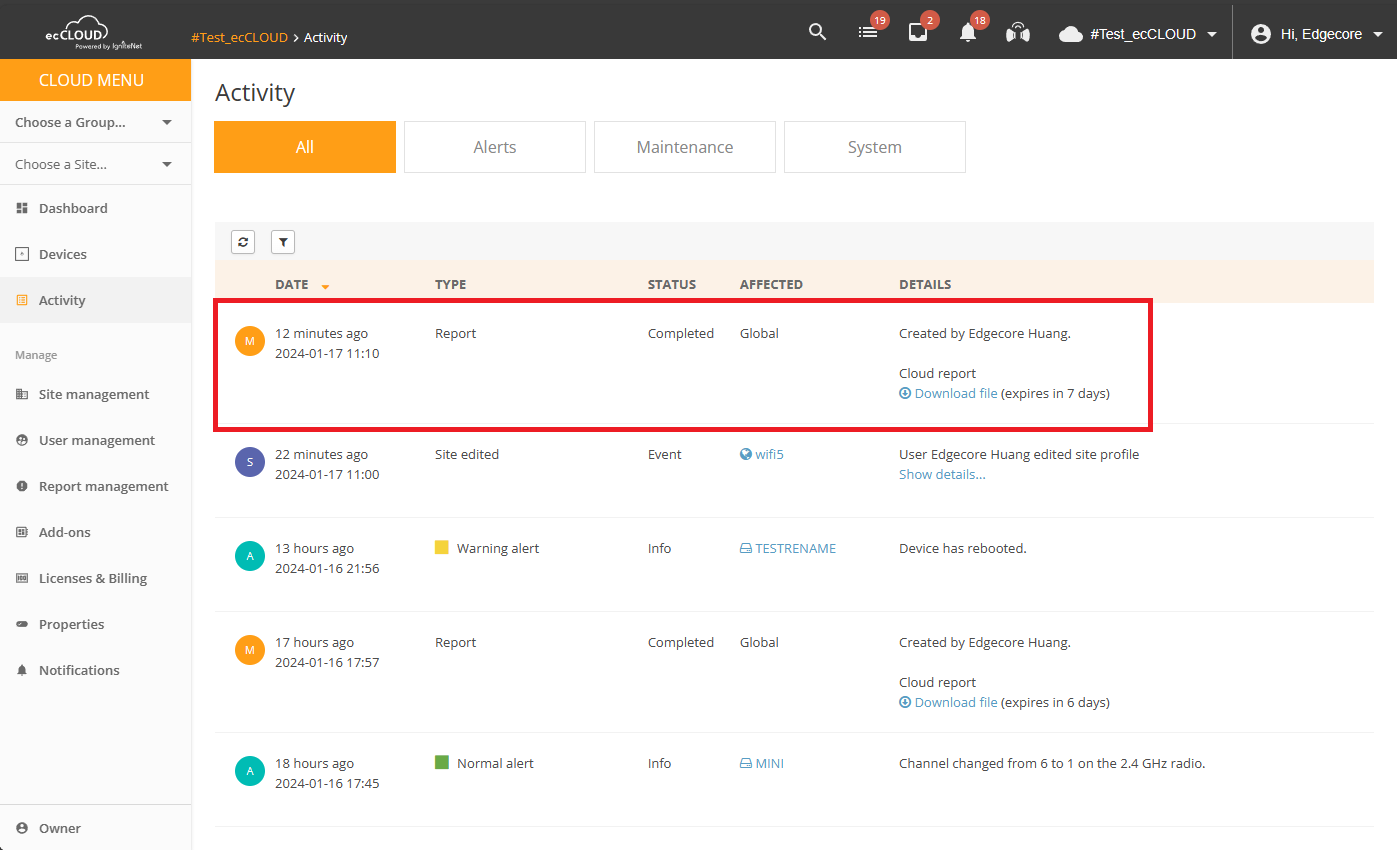 Report Management – Edgecore Help Center